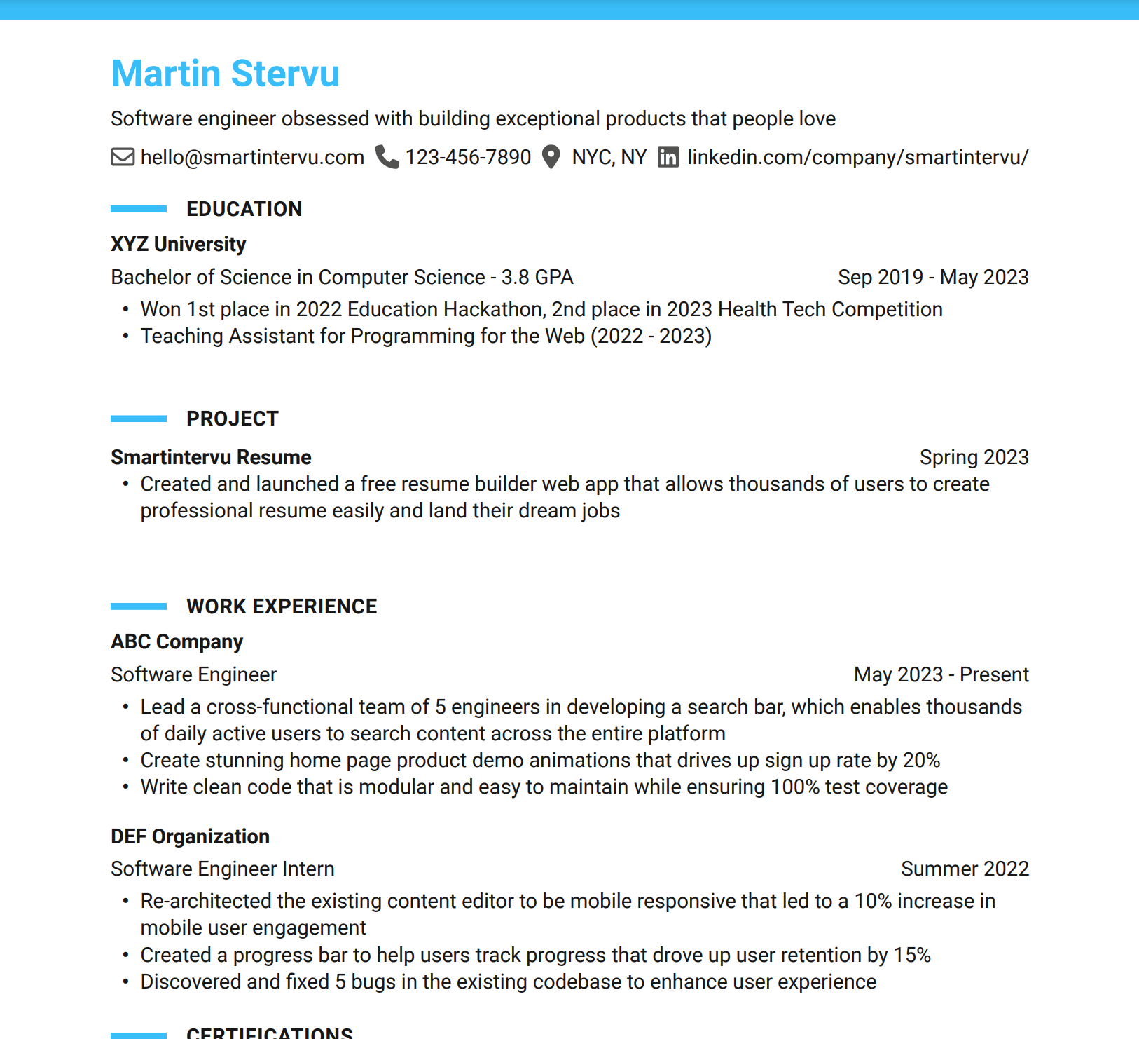 Create Professional Resume In Minutes | SmartCV | SmartCV | Free AI ...